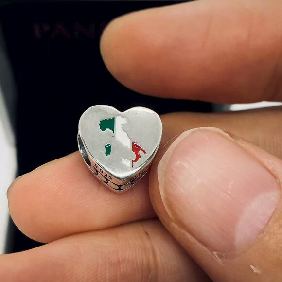 Pandora | Jewelry | Pandora Italy Flag Map Heart Charm Bead S925 Silver ...